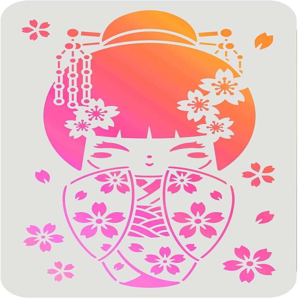 1 pc Kokeshi Japanese Doll Stencil 29.7x21cm Kokeshi Dress Up Doll ...