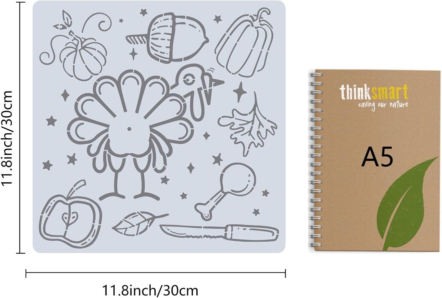 1 pc Large Thanksgiving Stencils 12x12 Inch Reusable Turkey Stencil ...