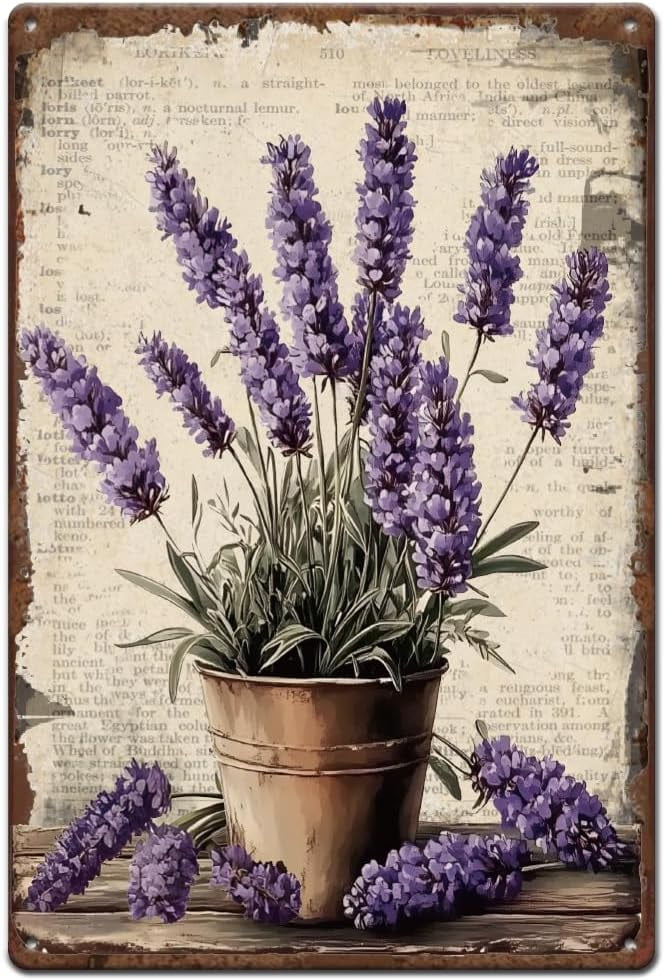 1 pc Lavender Tin Sign Garden Lavender Metal Tin Signs Lavender Metal ...
