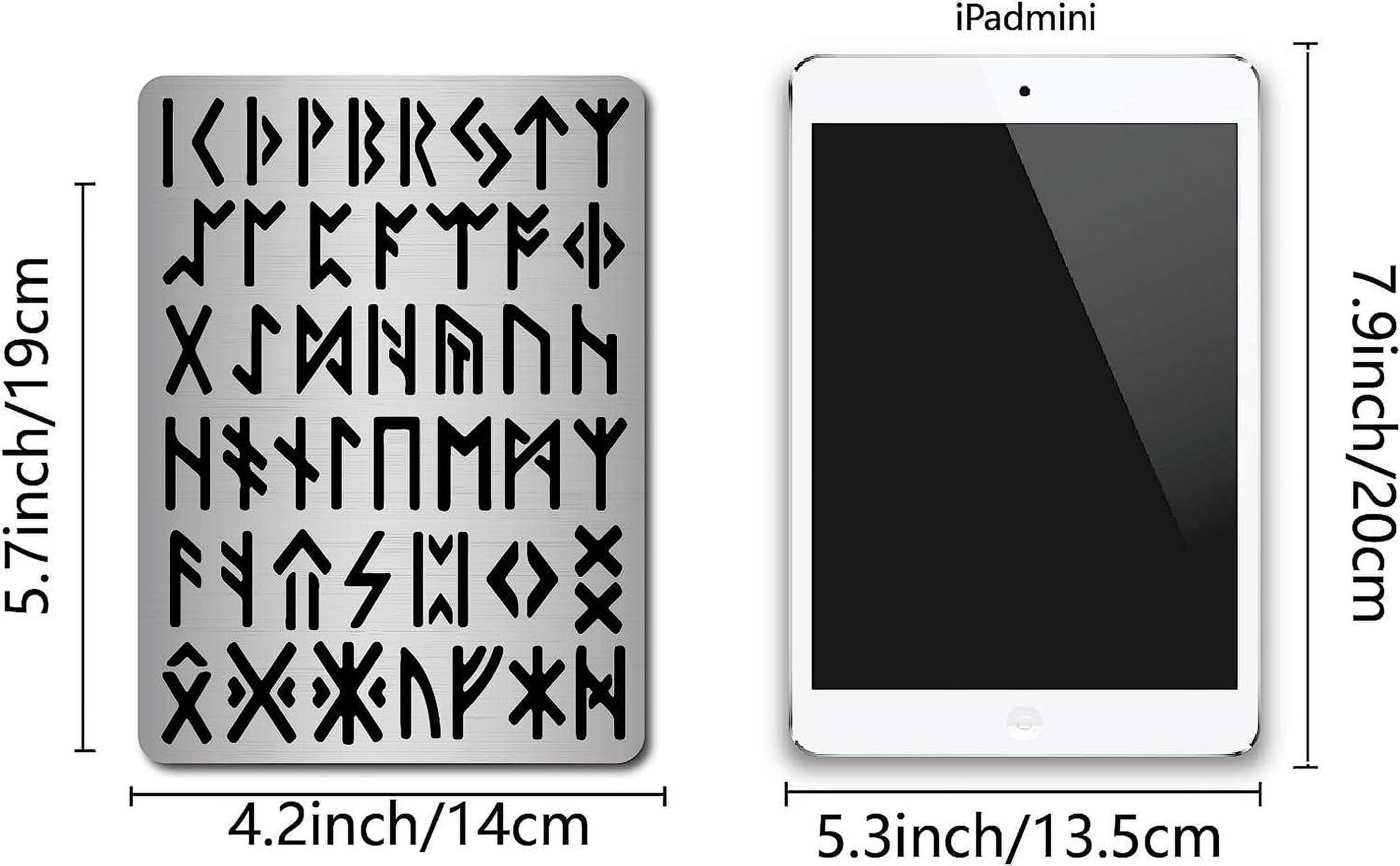 1 pc Metal Runes Stencil Stainless Steel Ancient Alphabet Elder Futhark ...