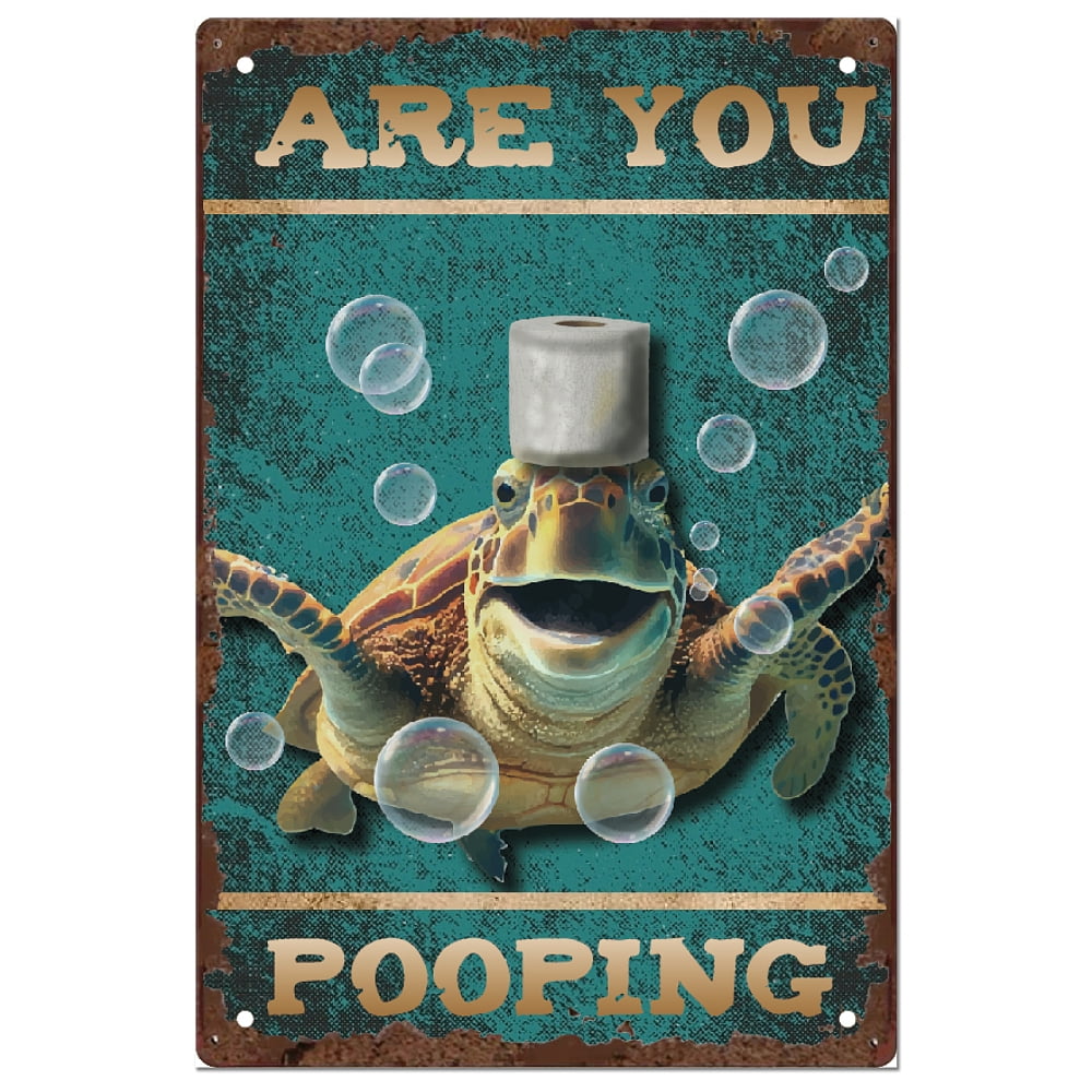 1 pc Metal Tin Sign Toilet Turtle Vintage iron Sign Retro Funny Are You ...