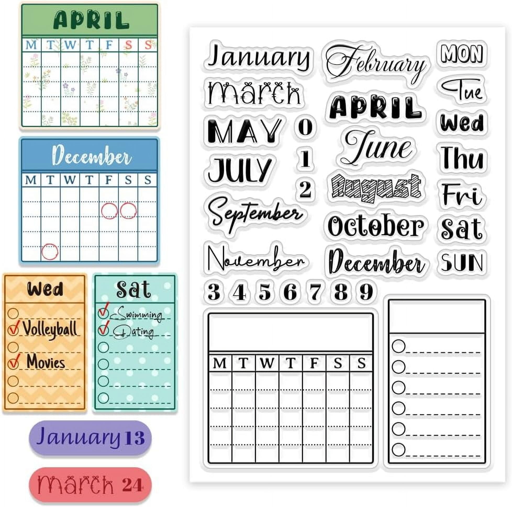 1 pc Month Week Calendar Clear Stamp Custom Silicone Clear Stamps Date ...