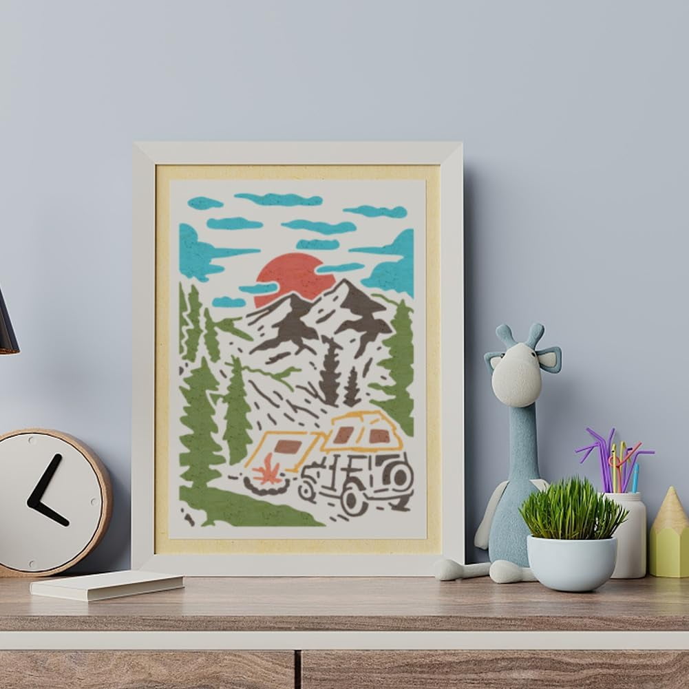 1 pc Mountain and Car Painting Stencil 11.69x8.27 Inch Reusable Craft ...