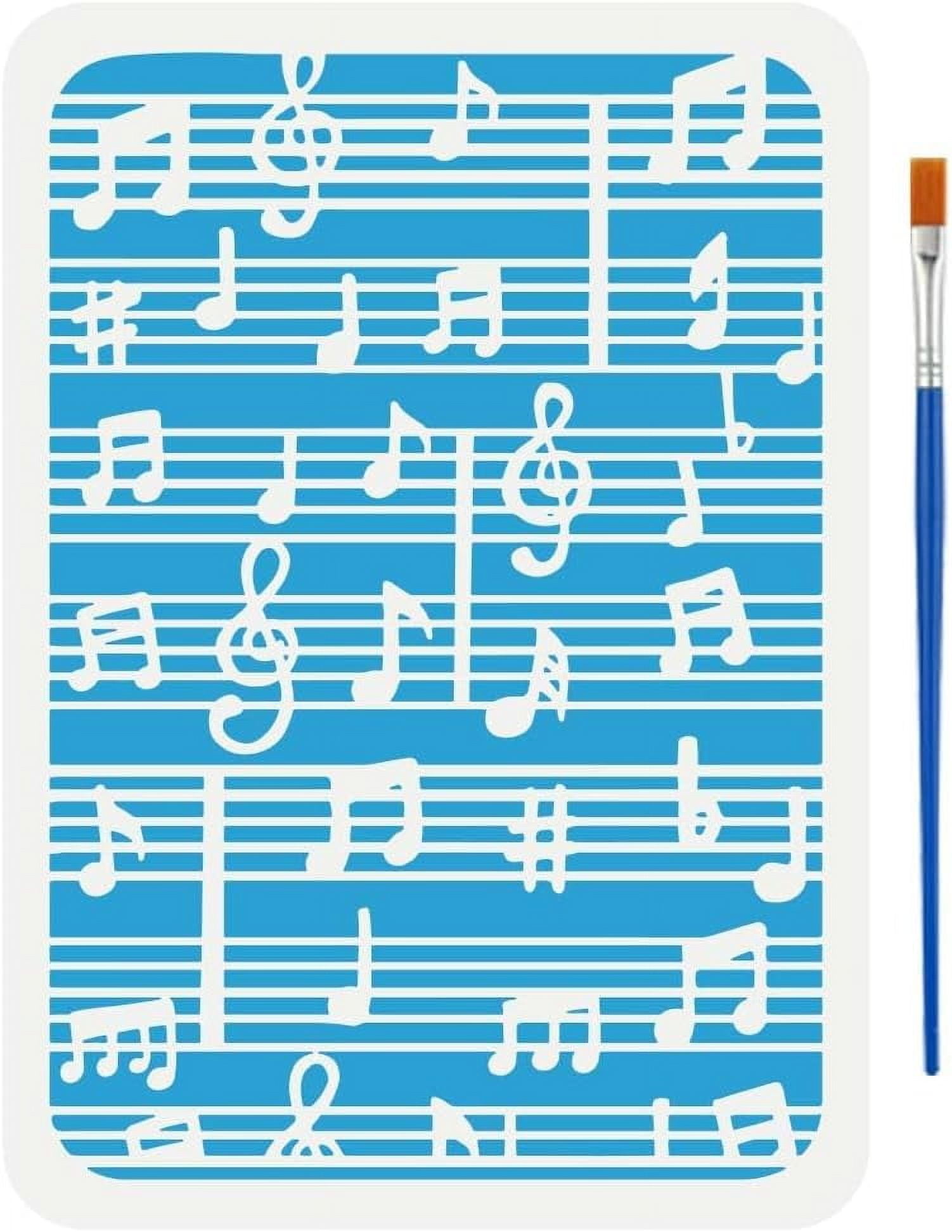 1 pc Music Note Drawing Stencil with A Paint Brush 11.7x8.3inch sheet ...