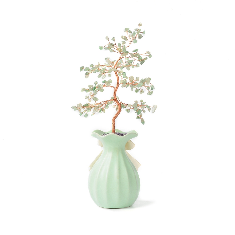 1 pc Natural Green Aventurine Chips with Brass Wrapped Wire Money Tree ...