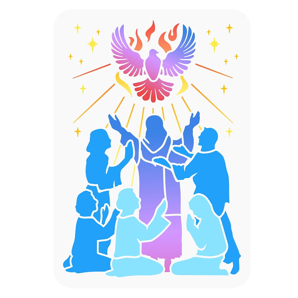 1 pc Pentecost Holy Spirit Stencil 11.7x8.3 inch Hollow Out The Father ...