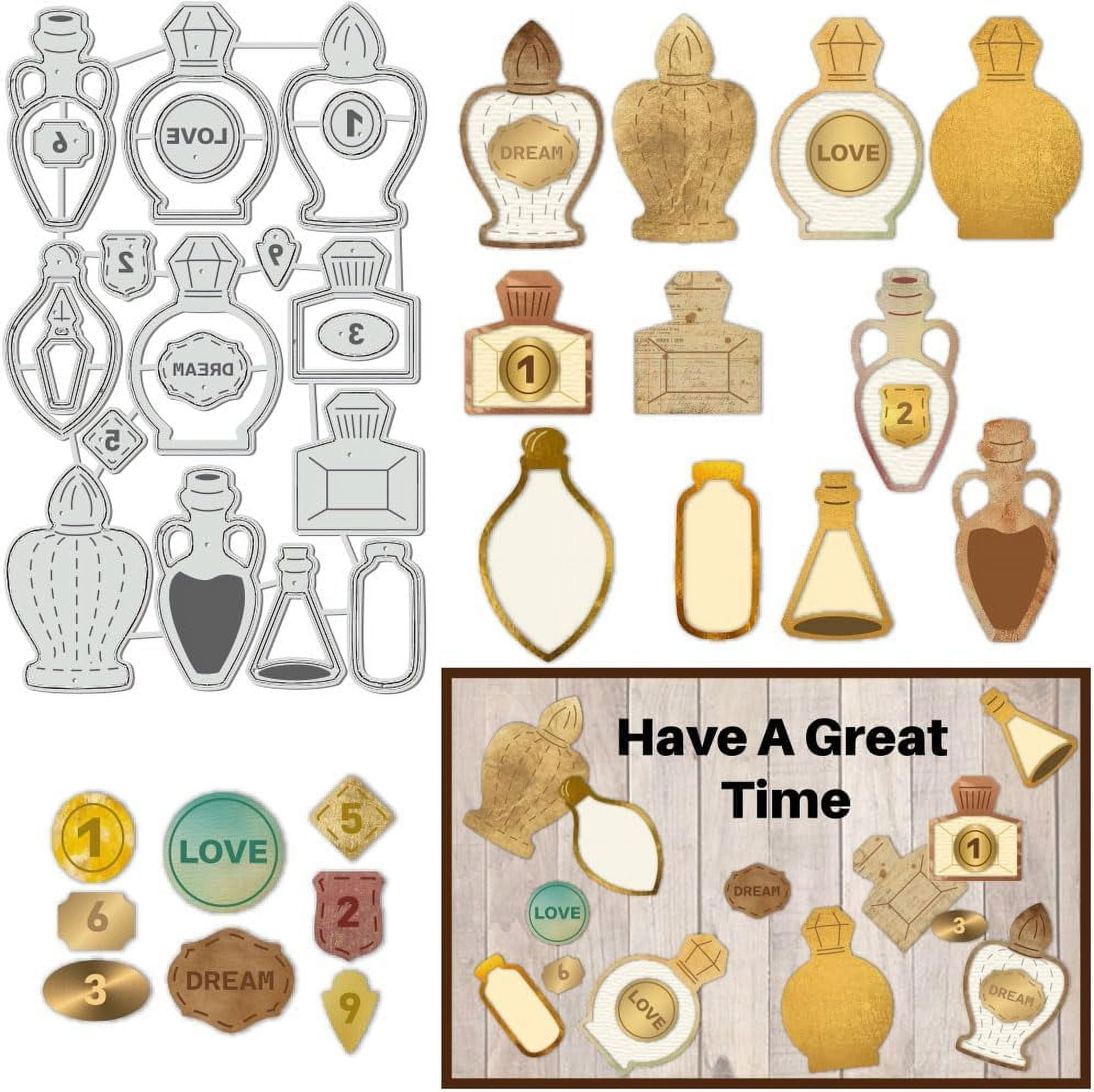 1 pc Perfume Bottle Cutting Dies Potions Bottle with Small Label Carbon ...