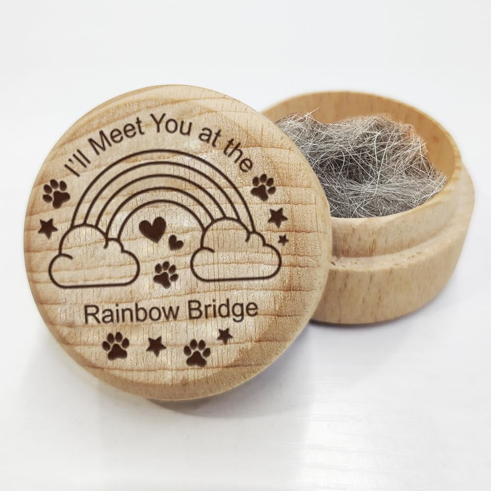 1 pc Pet Hair Keepsake Box Wooden Pet Loss Memorial Box I'll Meet You ...