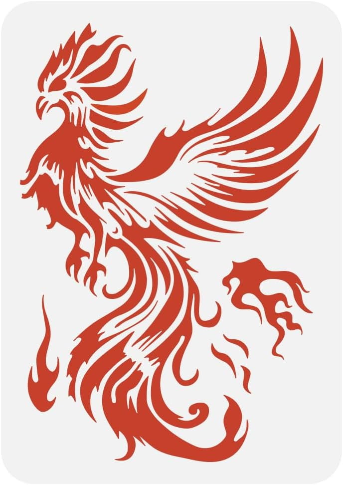 1 pc Phoenix Large Stencils 8.3x11.7" Firebird Painting Stencils Flying ...