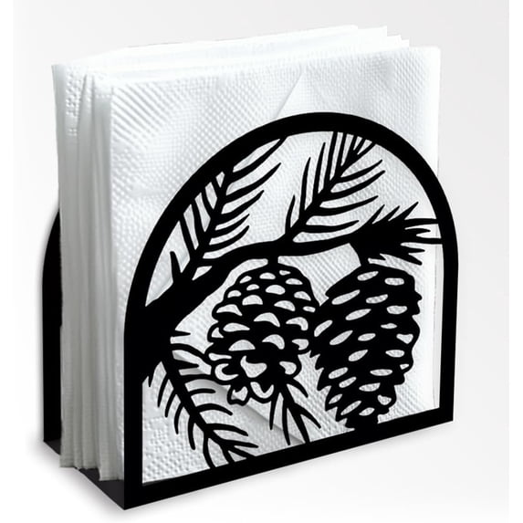 1 pc Pine Cones Decorative Black Metal Napkin Holder for Table 5.3