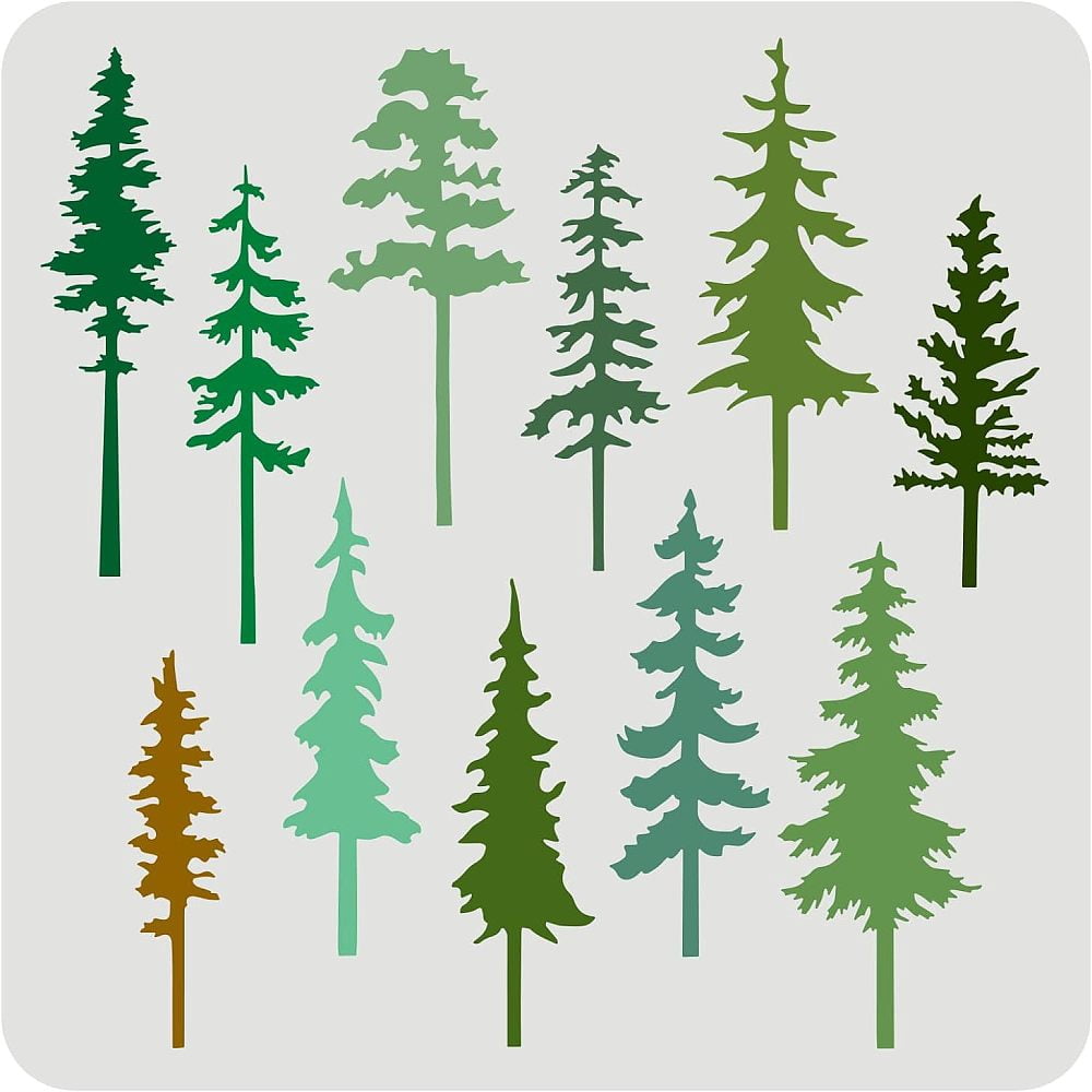 1 pc Pine Tree Decor Stencil 30x30cm Large Forest Reusable Mylar DIY ...