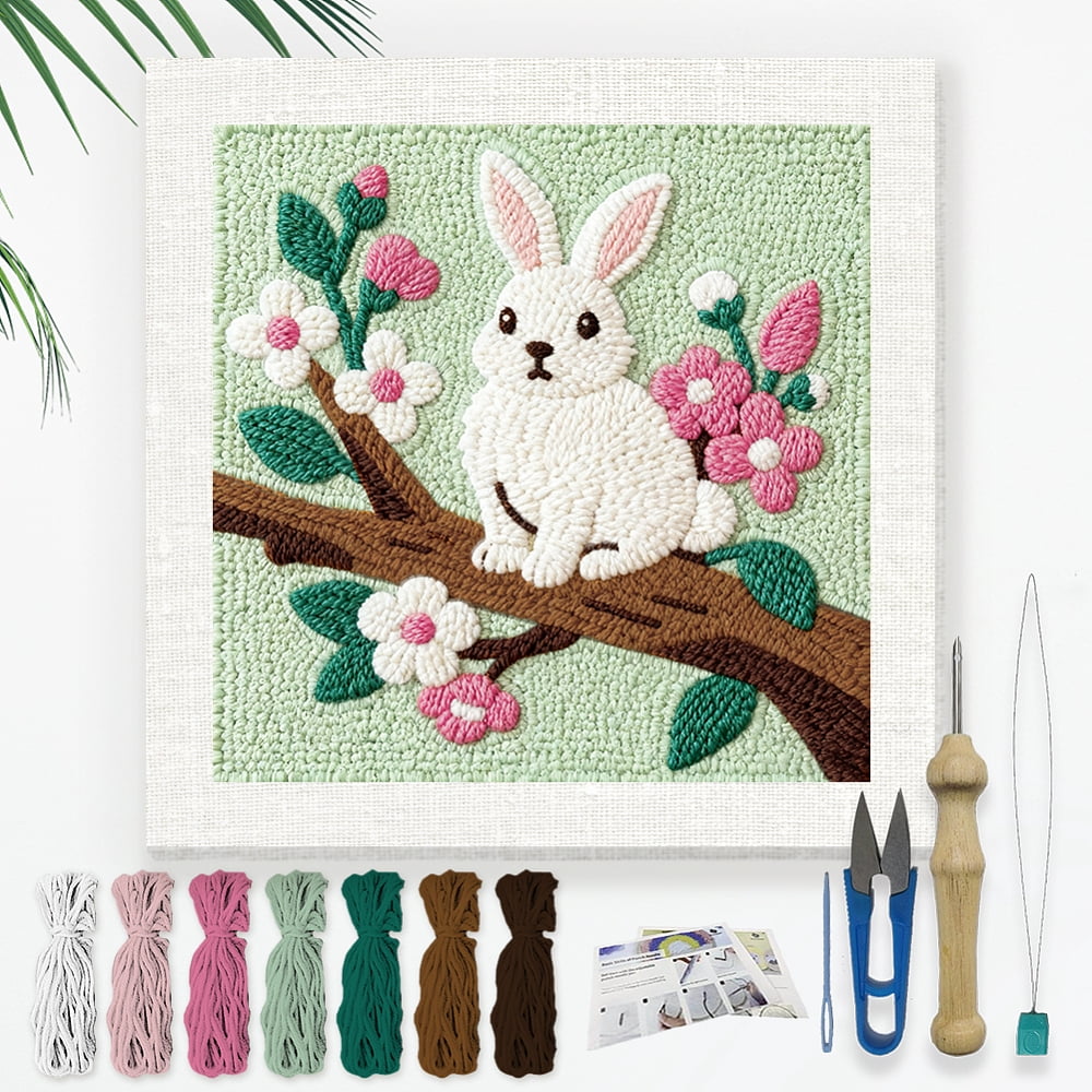 1 pc Polyester Cotton Punch Needle 4Folded Yarns Embroidery Kits Cotton ...