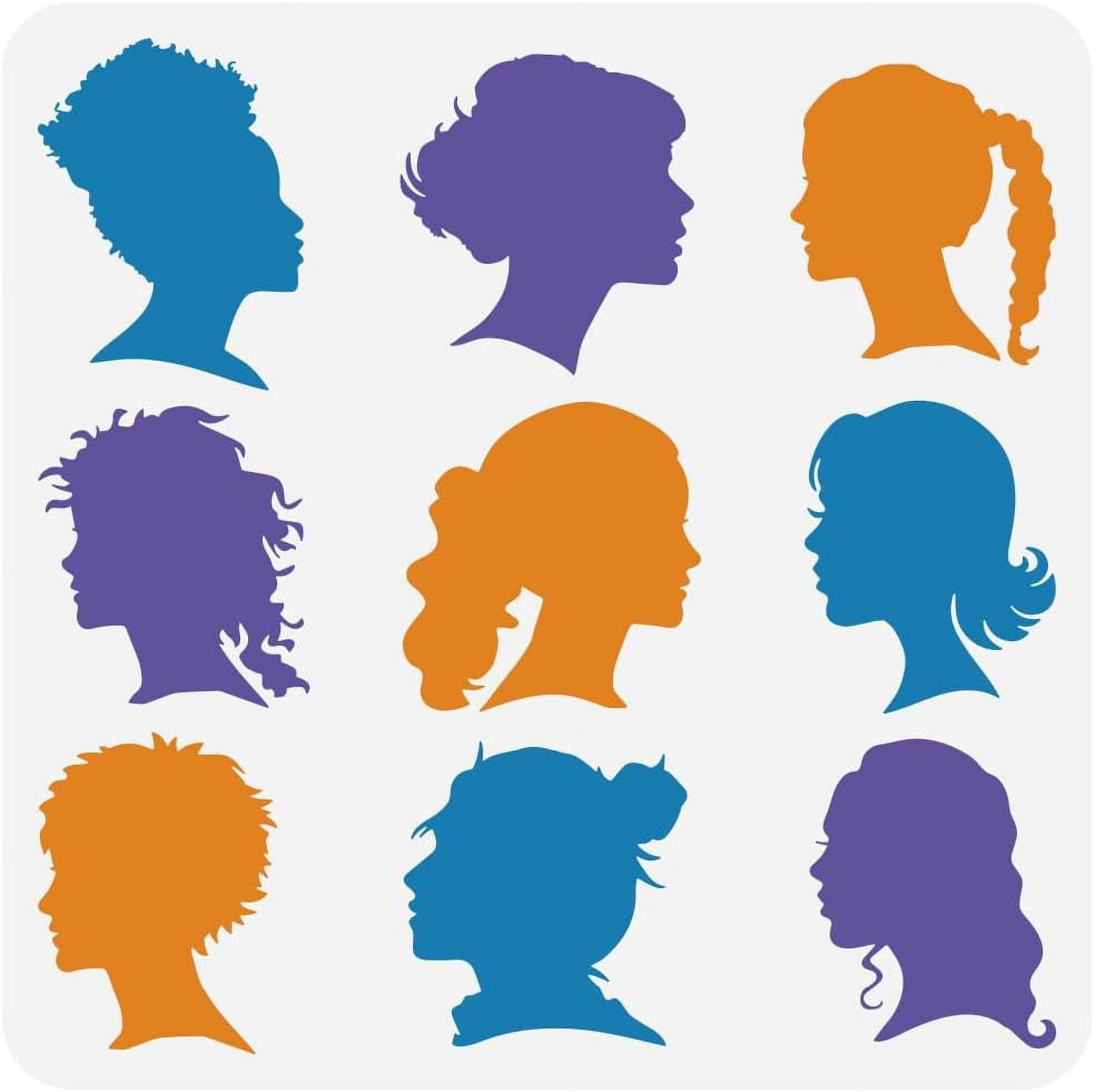 1 pc Side Face Silhouette Painting Stencil 11.8x11.8inch Women Face ...