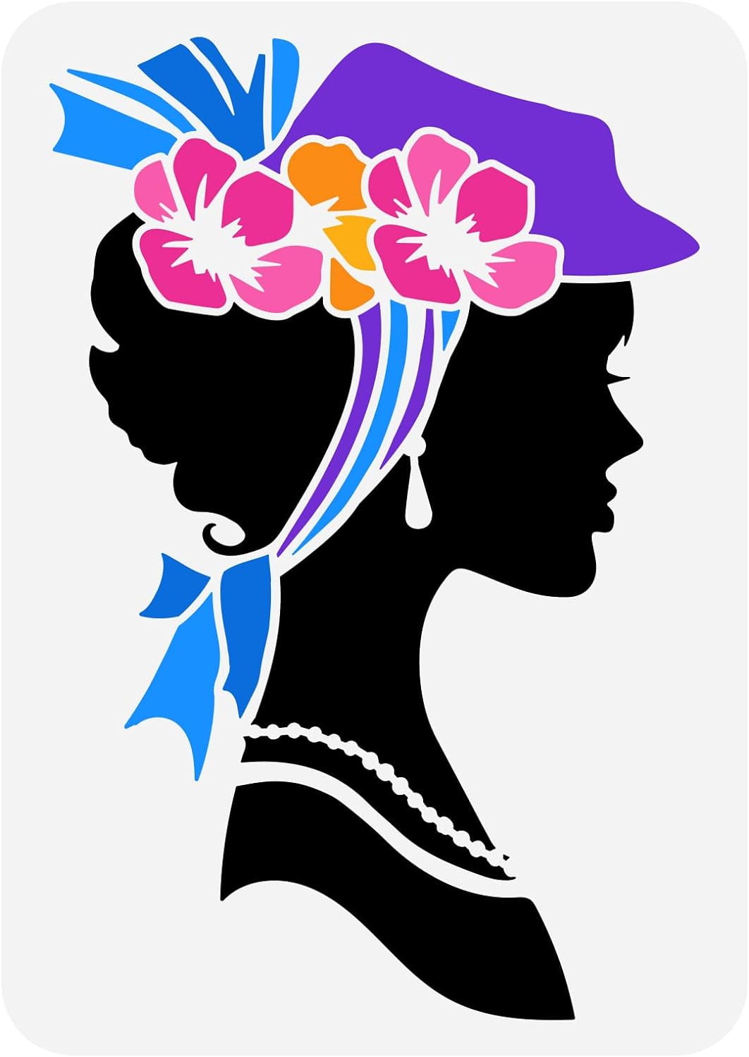 1 pc Silhouette Women Stencil 11.7x8.3 inch Beauty Lady Stencil Plastic ...