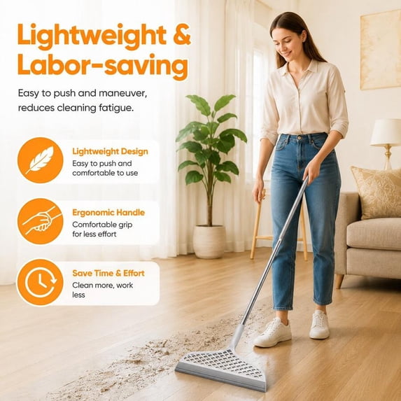 1 pc Silicone Floor Squeegee Broom, Non-Stick Pet Hair Remover Sweeper ...