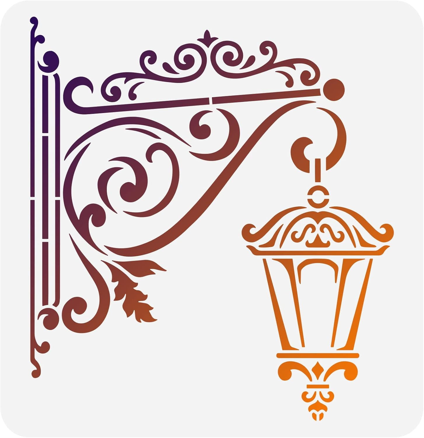 1 pc Street Lamp Stencil for Painting 11.8x11.8 inch Reusable Retro ...