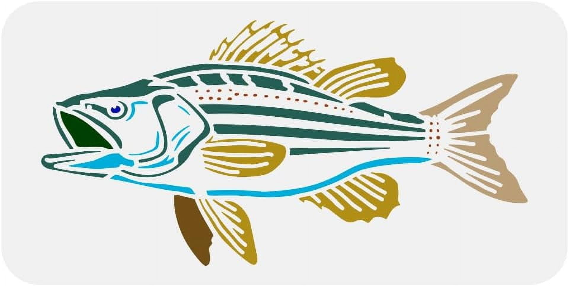 1 pc Striped Bass Painting Stencil 11.8x5.9inch Plastic PET Animal Fish ...