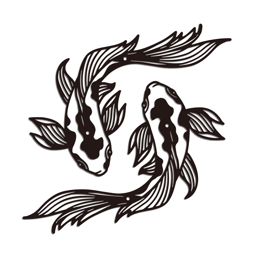 1 pc Tai Chi Koi Metal Wall Art Decor Koi Fish Wall Silhouette ...