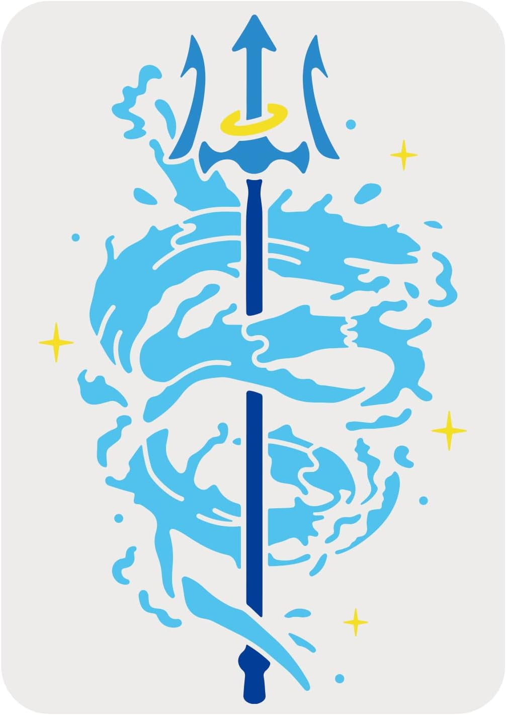 1 pc Trident Stencils 29.7x21cm Ocean Waves Stencils Plastic Trident ...