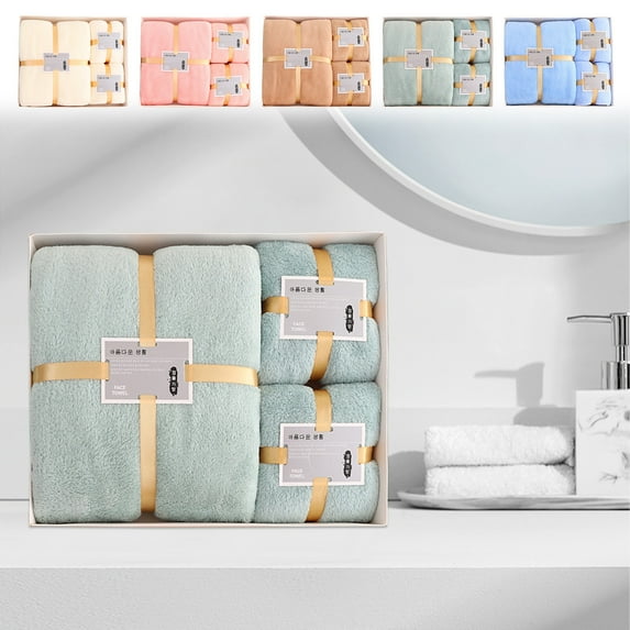 1 pc Velvet Bath Towel Gift Box Set Thickened Super Absorbent Fabric ...