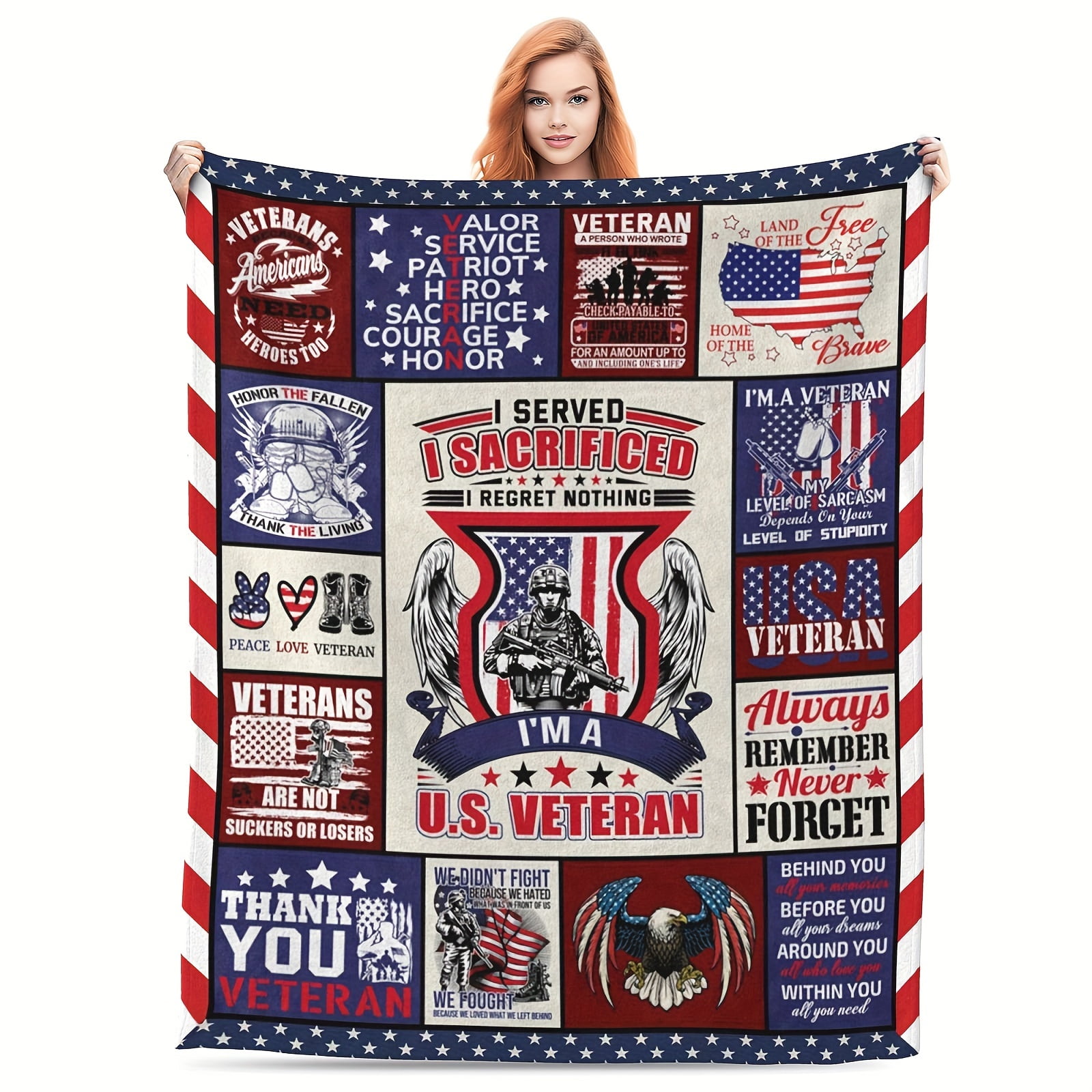 1 pc Veteran Blanket, Veteran Gifts for Men, Veteran Gifts, Army ...