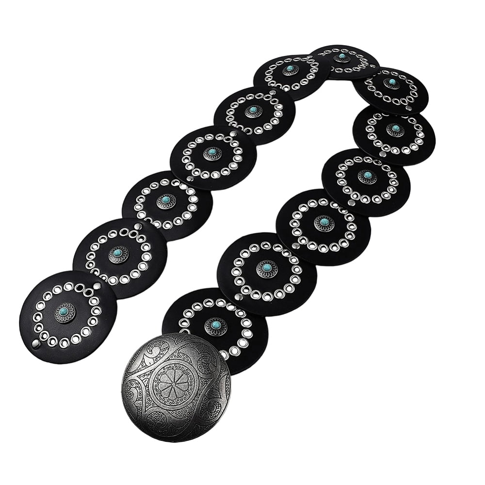 1 pc Western Retro PU Leather & Resin Imitation Gemstone Disc Chain ...