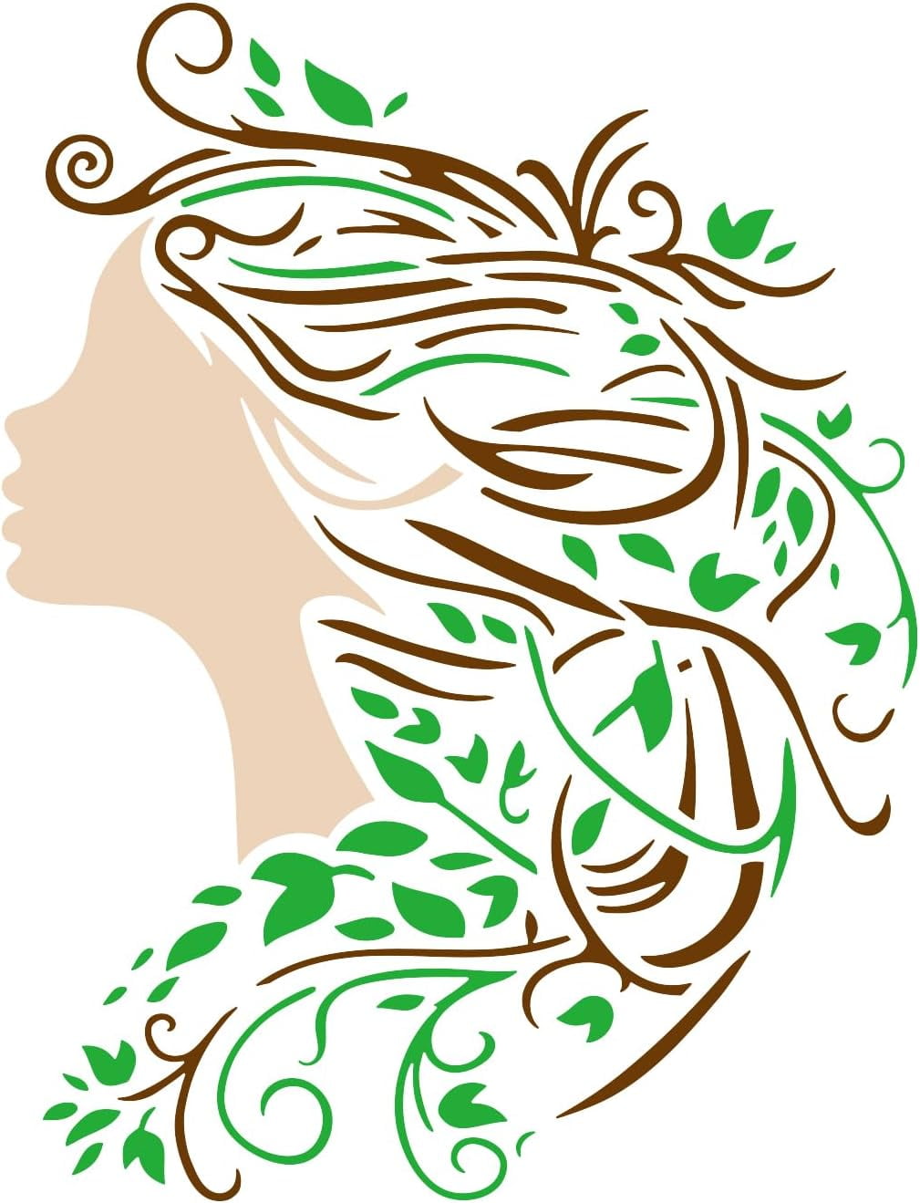 1 pc Woman Face and Tree Stencil for Painting 8.3x11.7inch Hollowed ...