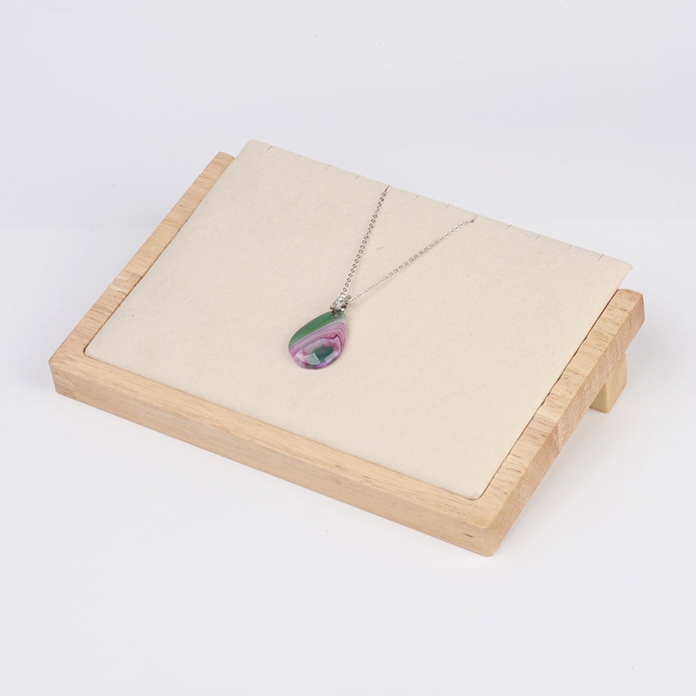 1 pc Wood Necklace Displays with Faux Suede Long Chain Display Stand ...