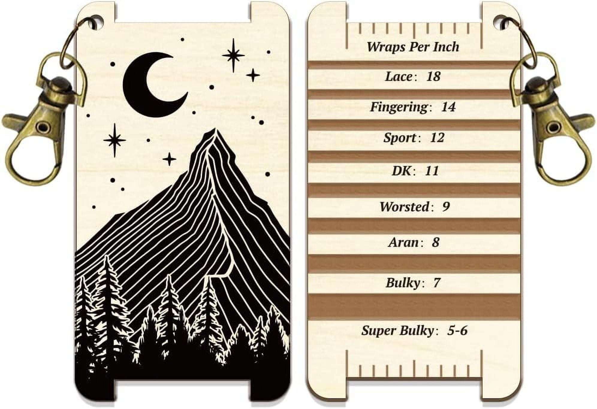 1 pc Wooden Knitting Tool Wraps Per Inch Guide Ruler Mountain 7.5x4x0 ...