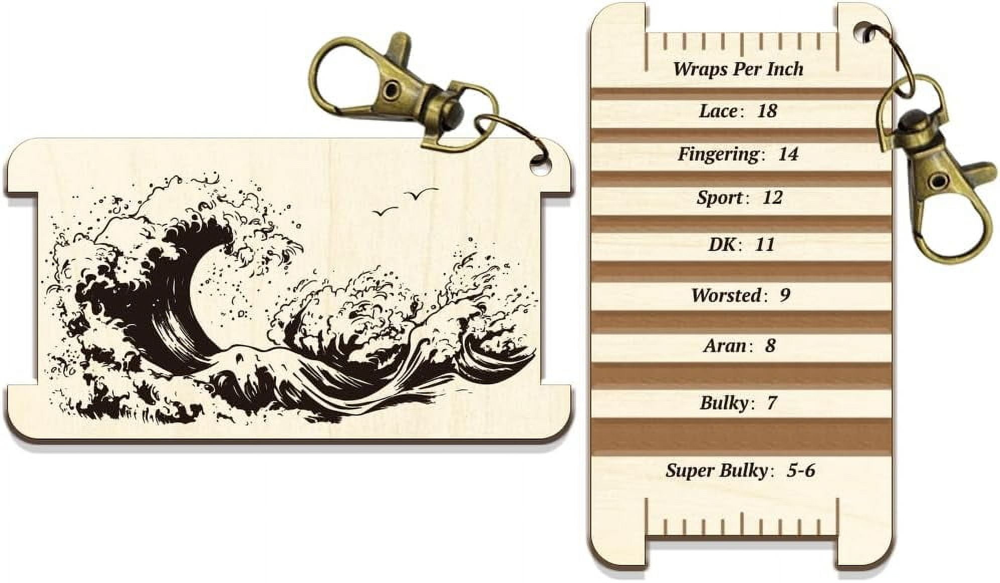 1 pc Wooden Knitting Tool Wraps Per Inch Guide Ruler Sea Wave 7.5x4x0 ...