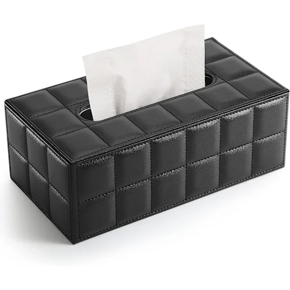 1 pc black square PU leather paper towel box, rectangular paper towel ...