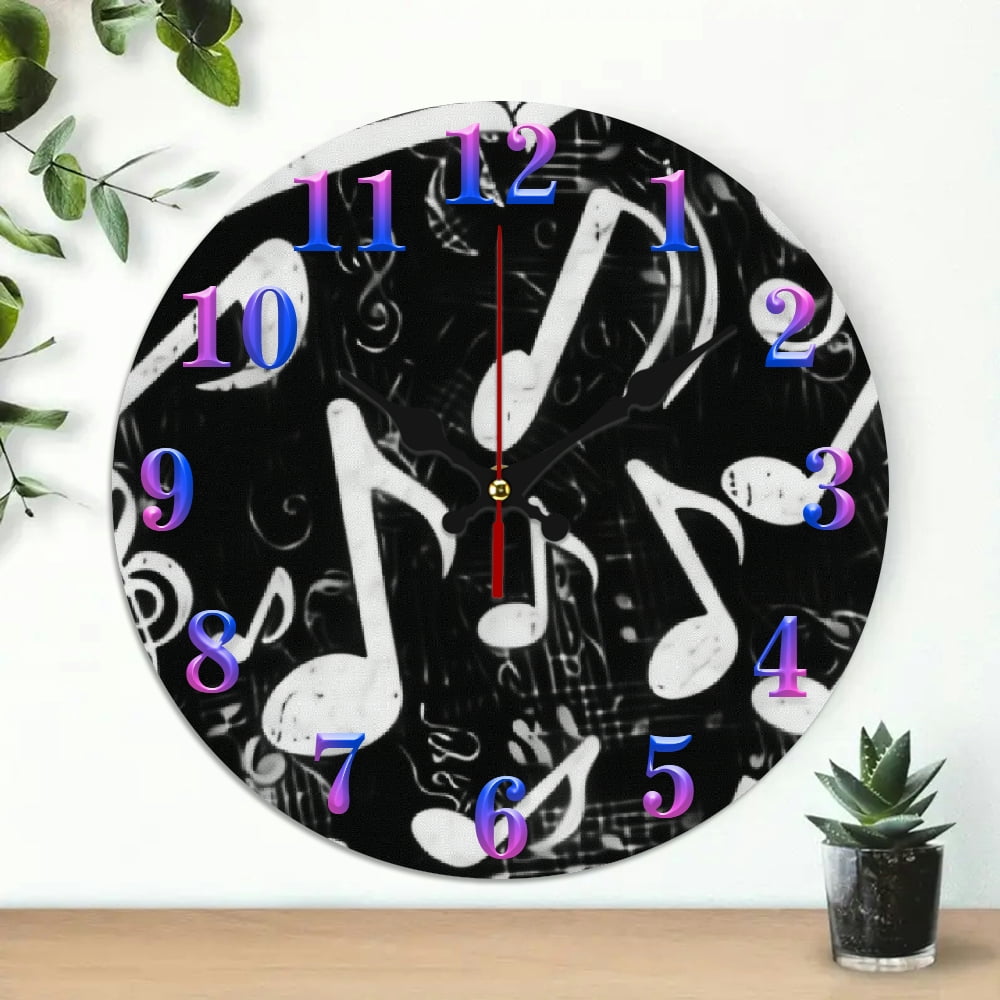 1 pc musical notes symbols black and white Theme Wood Wall Clock, 10 ...