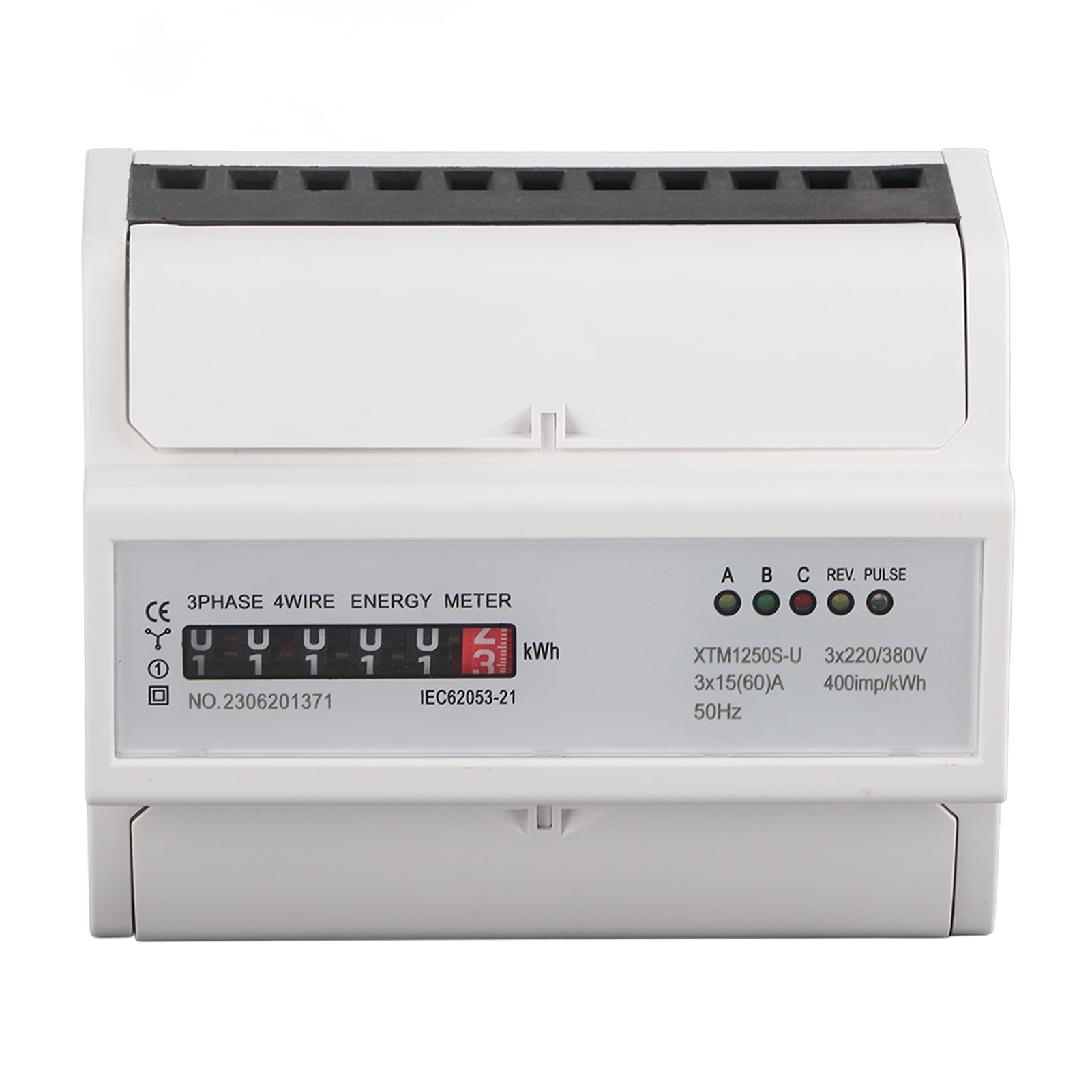 1 Pcs 220v 380v Digital 3 Phase 4 Wire 7p Din Rail Electric Meter