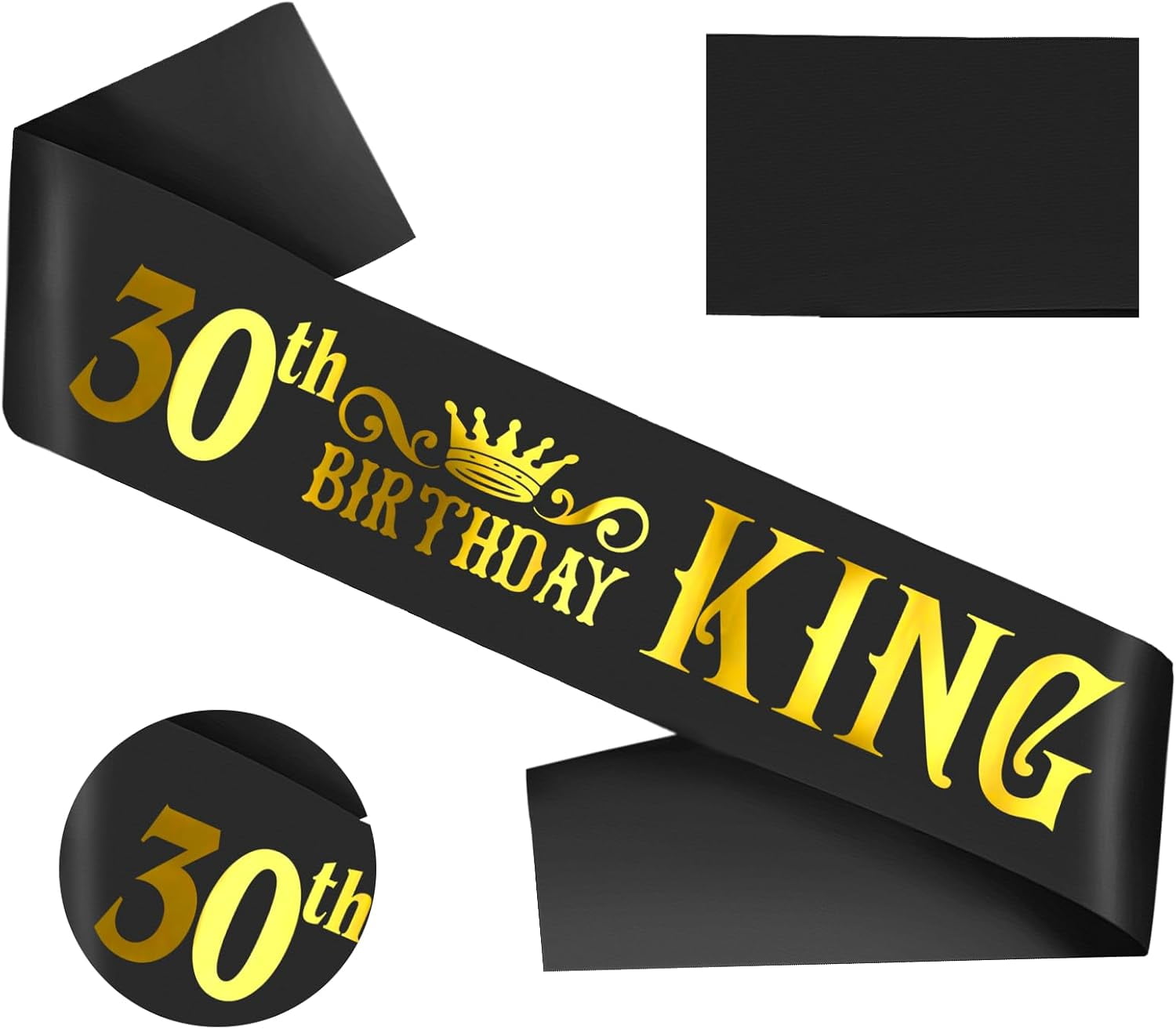 1 pcs 30th Birthday King Sash with Gold Foil - Soft Satin Black 30th ...