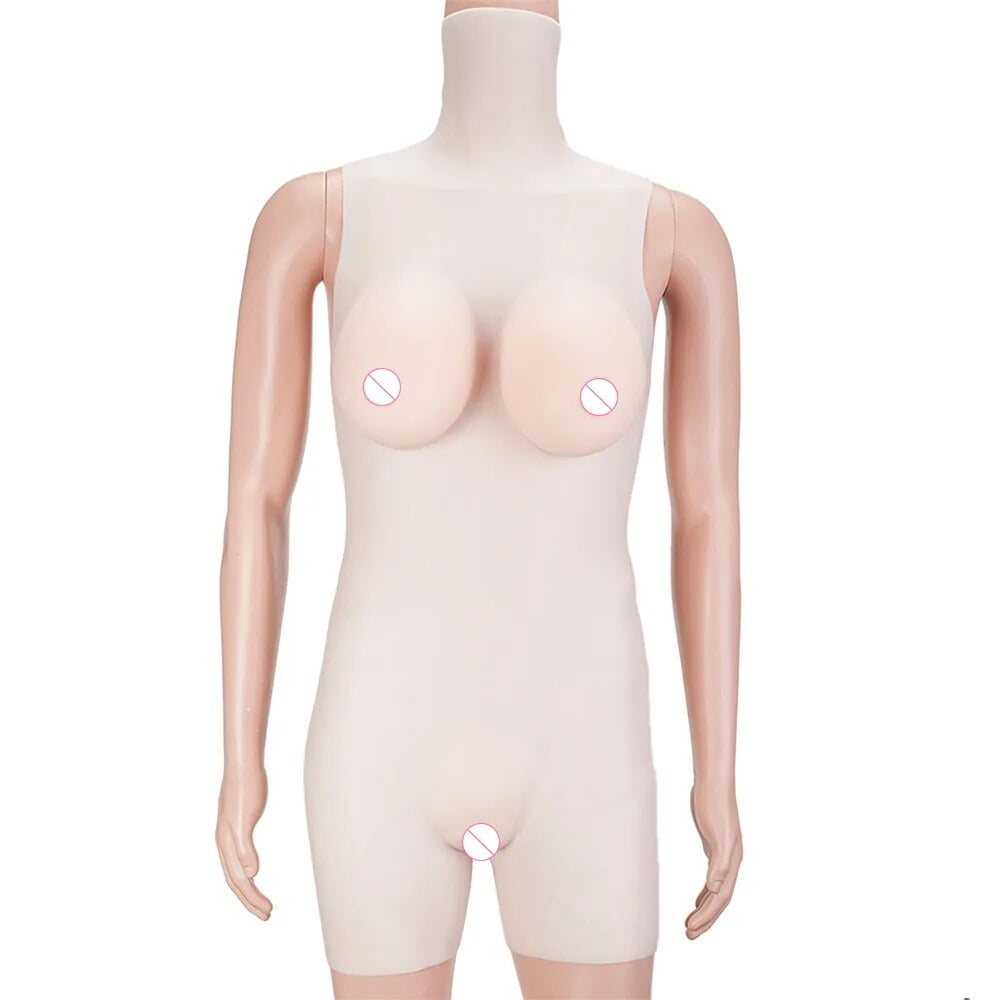 1 pcs 3700g D Cup False Breast Fake Labia Jumpsuit Pseudo-negative Man Hide JJ Silicone One ...