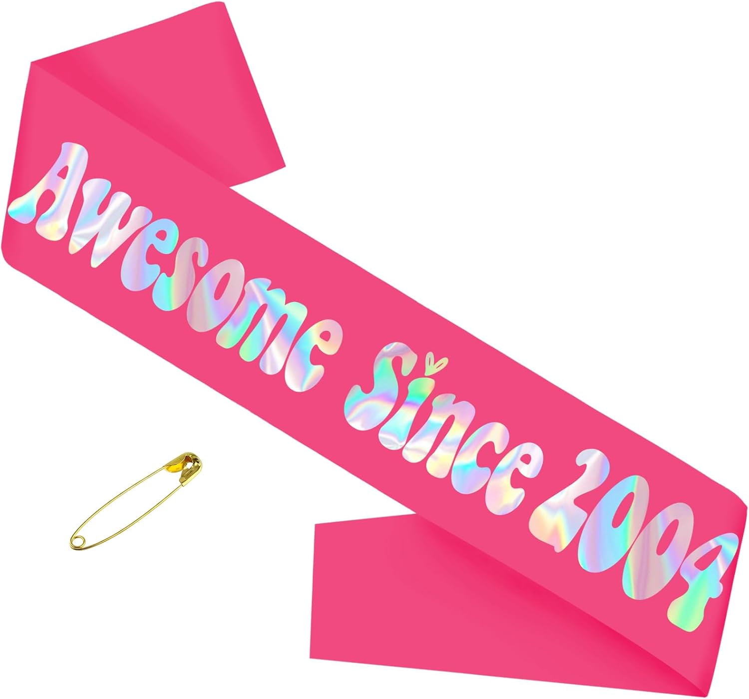 1 pcs Awesome Since 2004 Sash, Funny Hot Pink and Iridescent Foil 21st ...