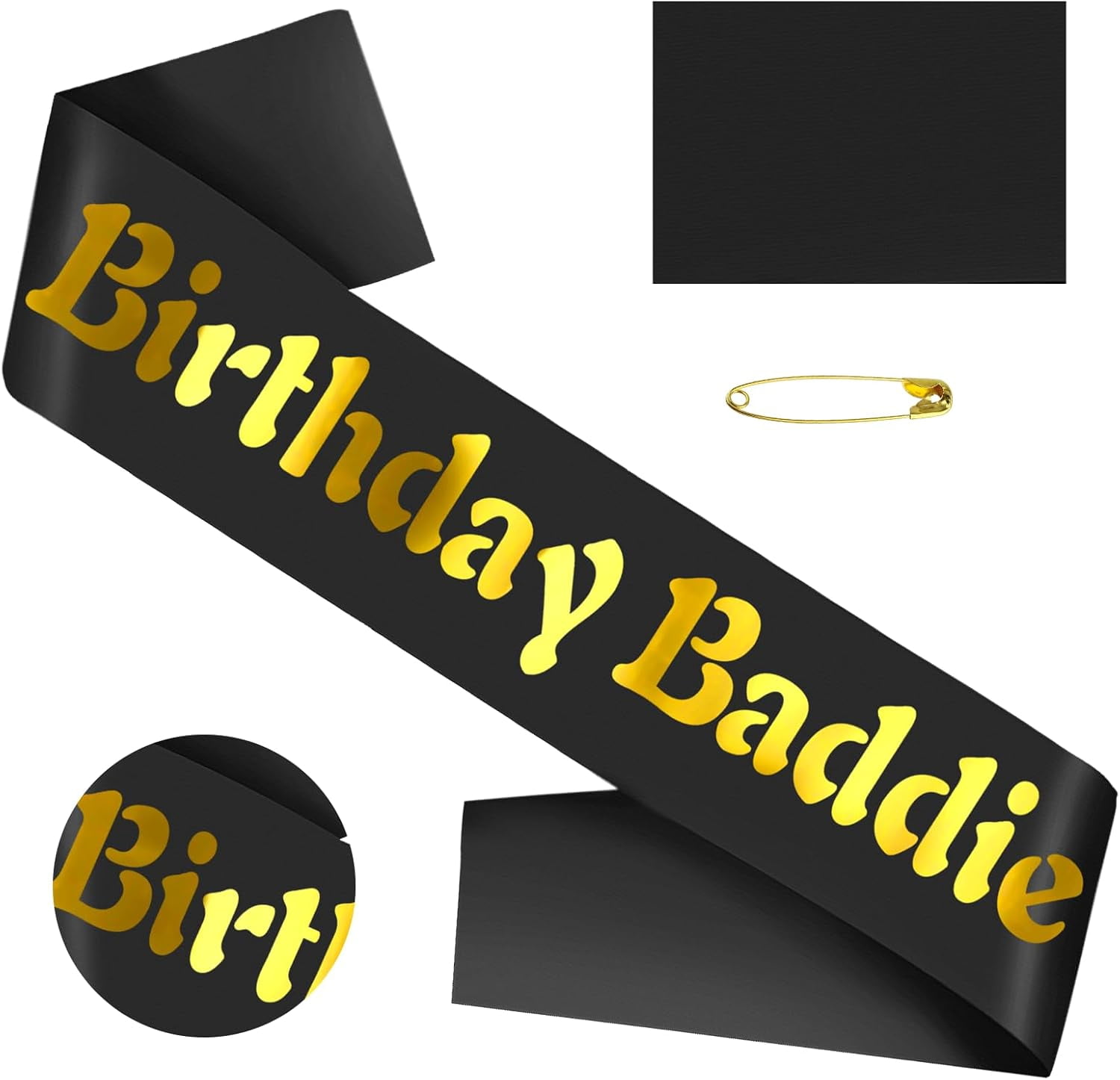 1 pcs Birthday Baddie Sash with Gold Foil, Black Funny Birthday Sash ...