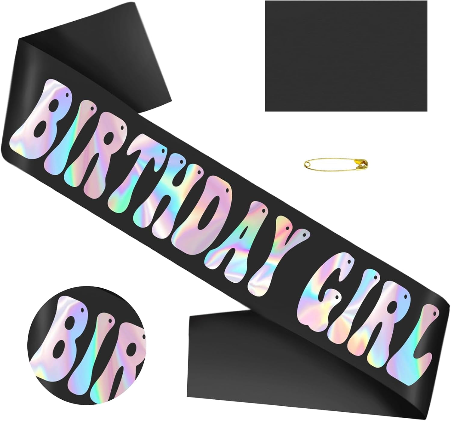 1 pcs Birthday Girl Sash with Iridescent Foil - Black Birthday Sash for ...