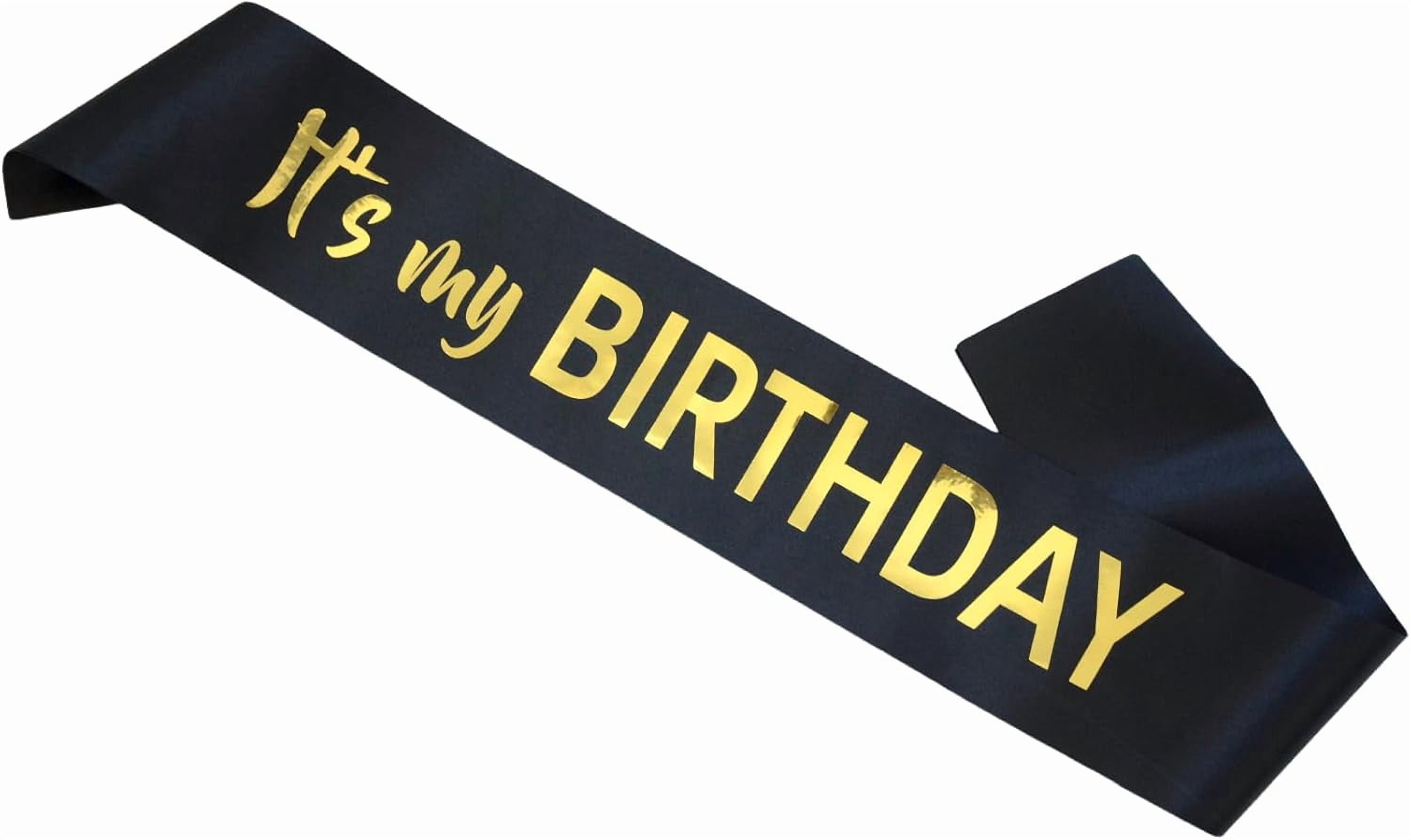1 pcs It's My Birthday Sash Black Satin with Gold Foil Letter Happy ...