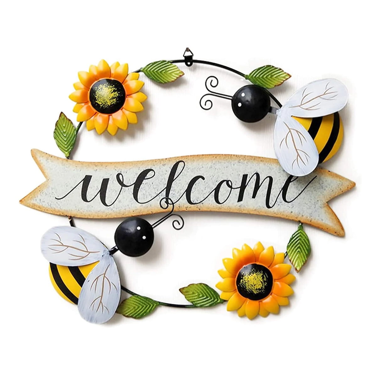 1 pcs Metal Sunflower & Bee Welcome Sign Wall Decor, Metal Sunflower ...