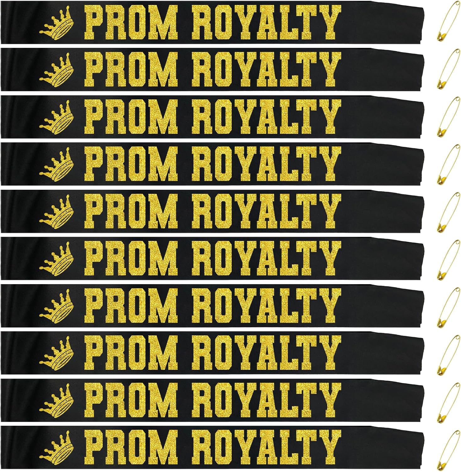 1 pcs Prom Royalty Sashes, Black Satin Prom Sash with Gold Glitter ...