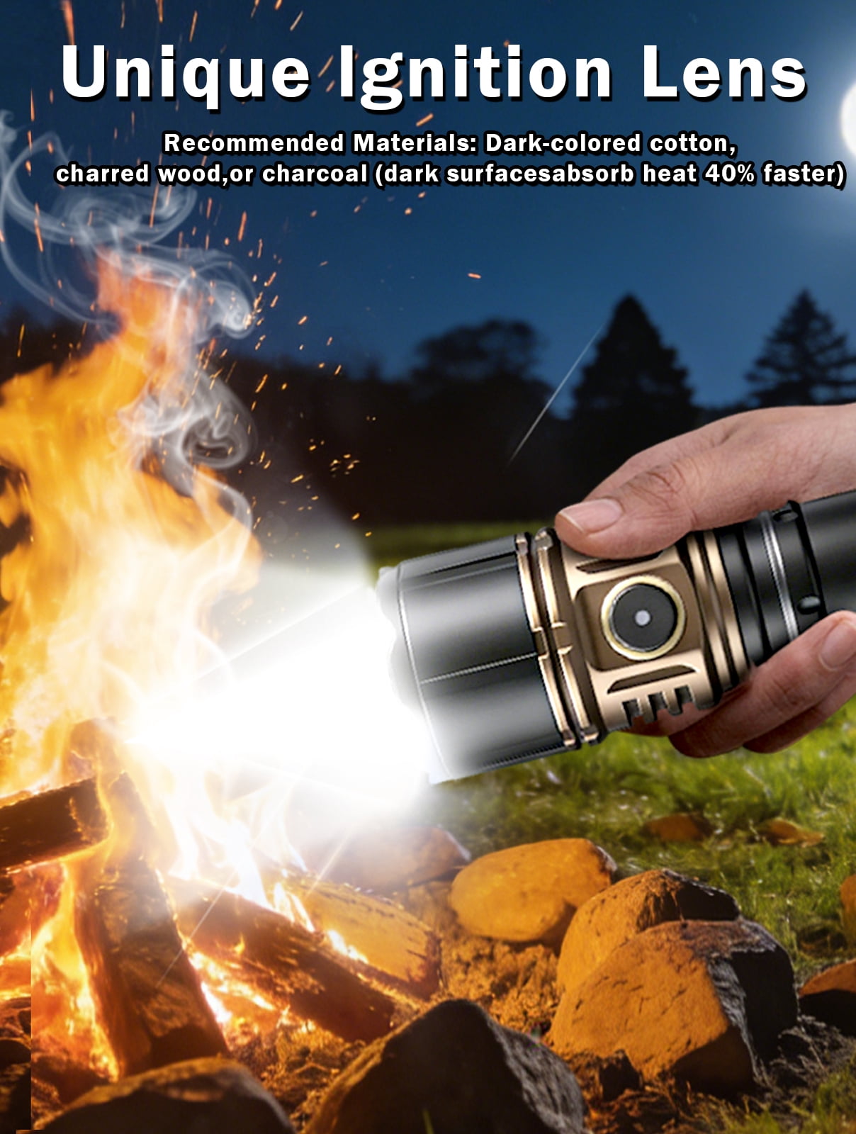 1 pcs Tactical LED Flashlight ，Fast Focused Ignition，3000mAh ...