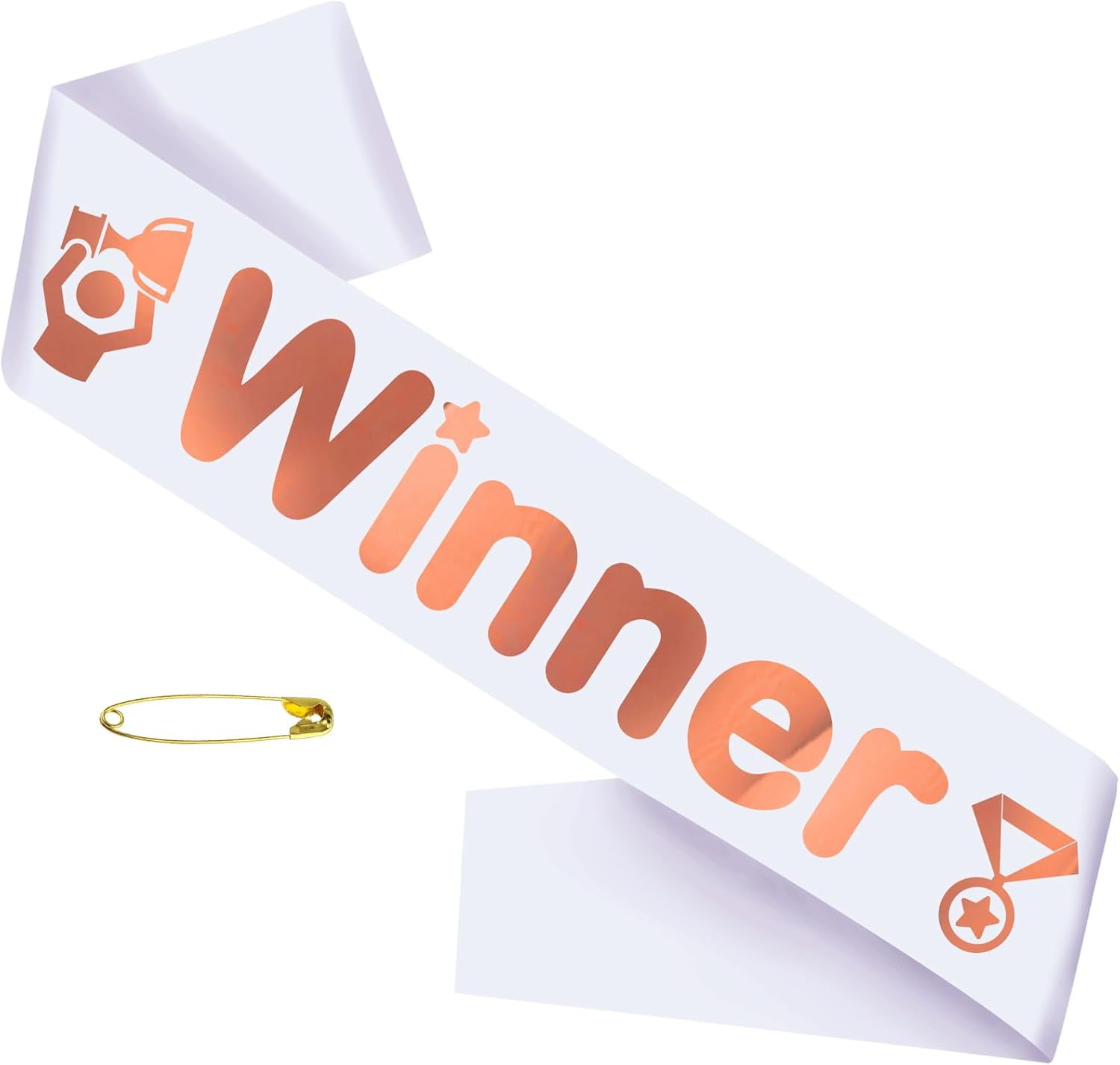 1 pcs Winner Sash with Rose Gold Foil, White Winner Satin Sash ...