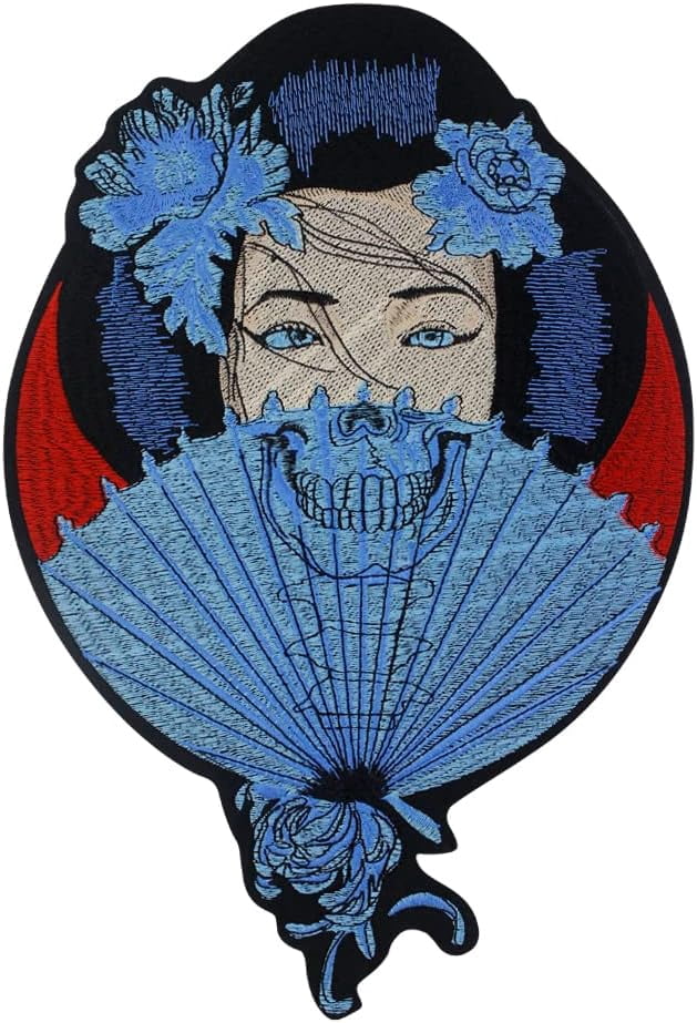 1 piece Beauty Patches Iron on Patches Lady Fan Embroidered Applique ...