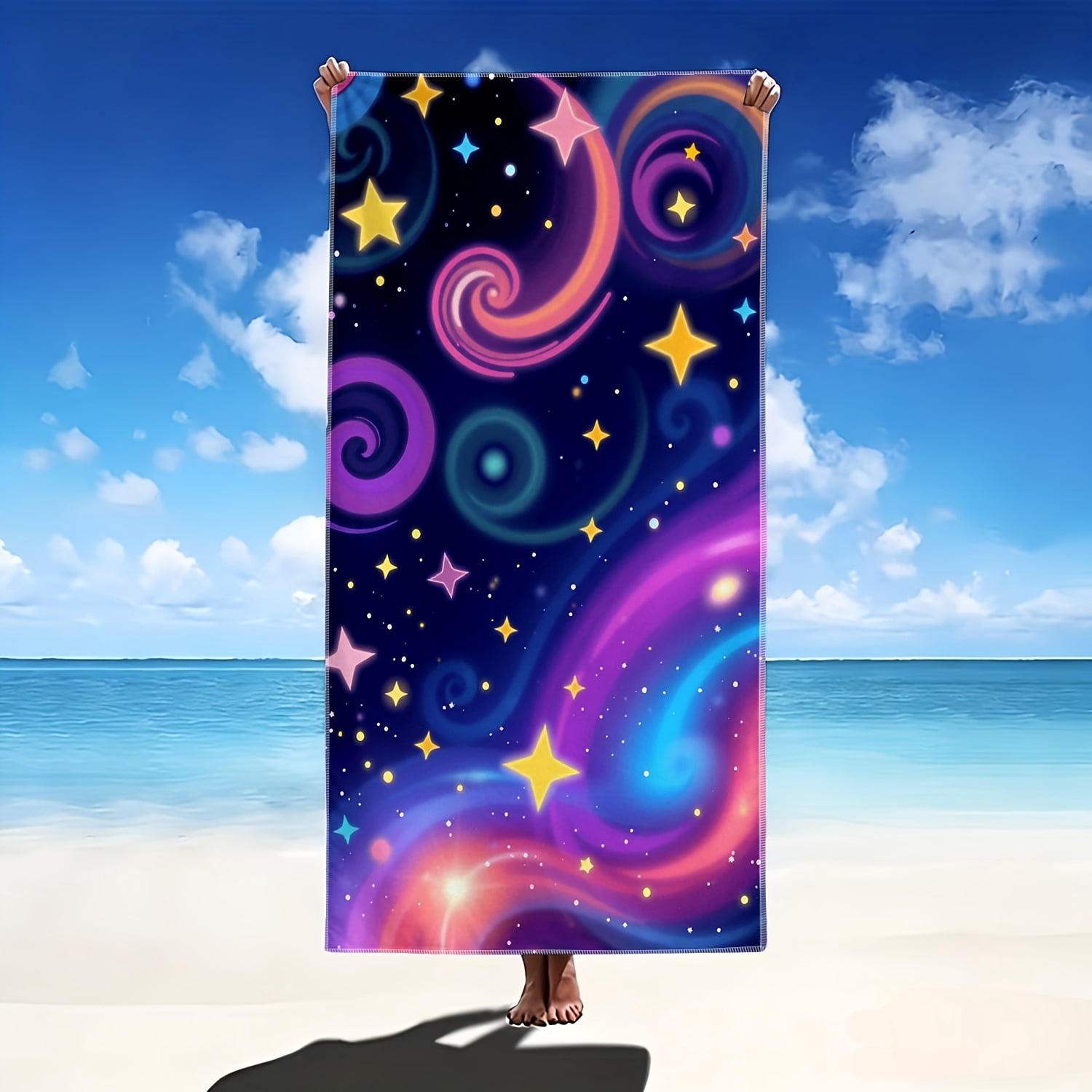 1 piece, Fantasy Starry Sky Star Soft Sand Towel, Starry Sky Swirl Star ...