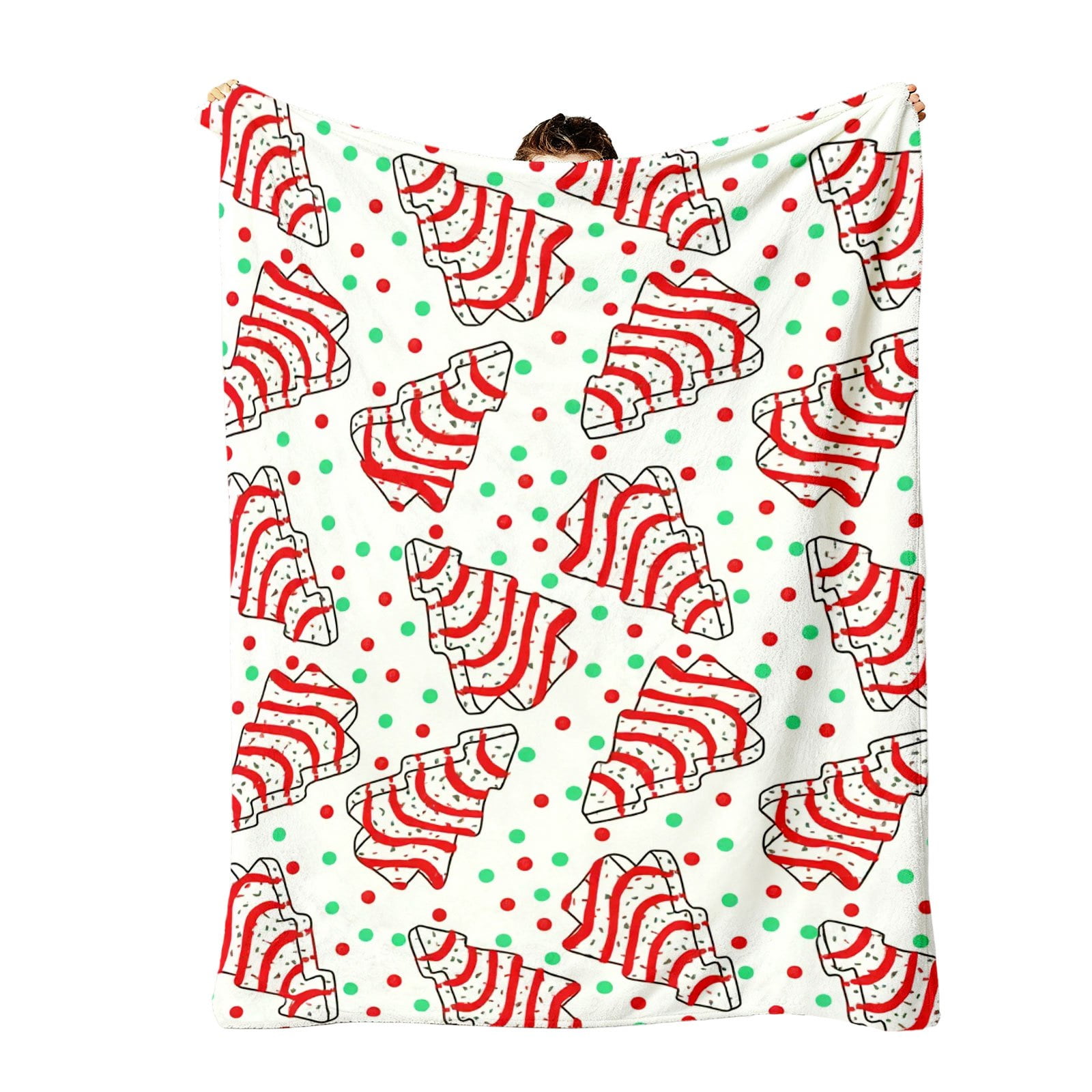 1 piece Neon Christmas Tree Polka Dot Throw Blanket, Red Background ...