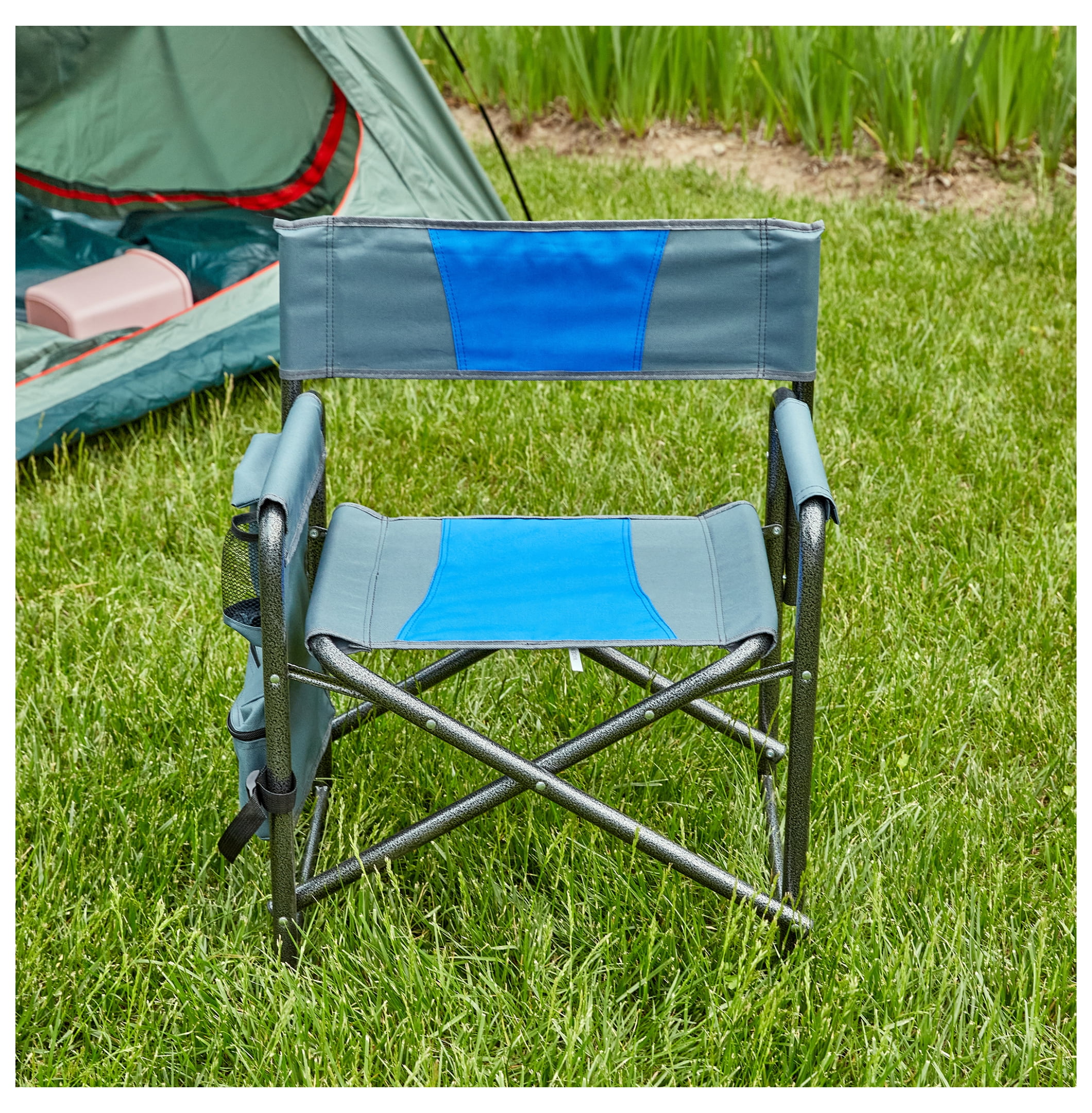 1-piece Padded Folding Outdoor Chair with Storage Pockets,Lightweight ...