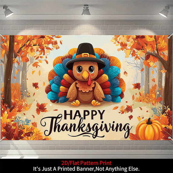 1 piece, Thanksgiving banner background decoration, 2D flat Turkey ...