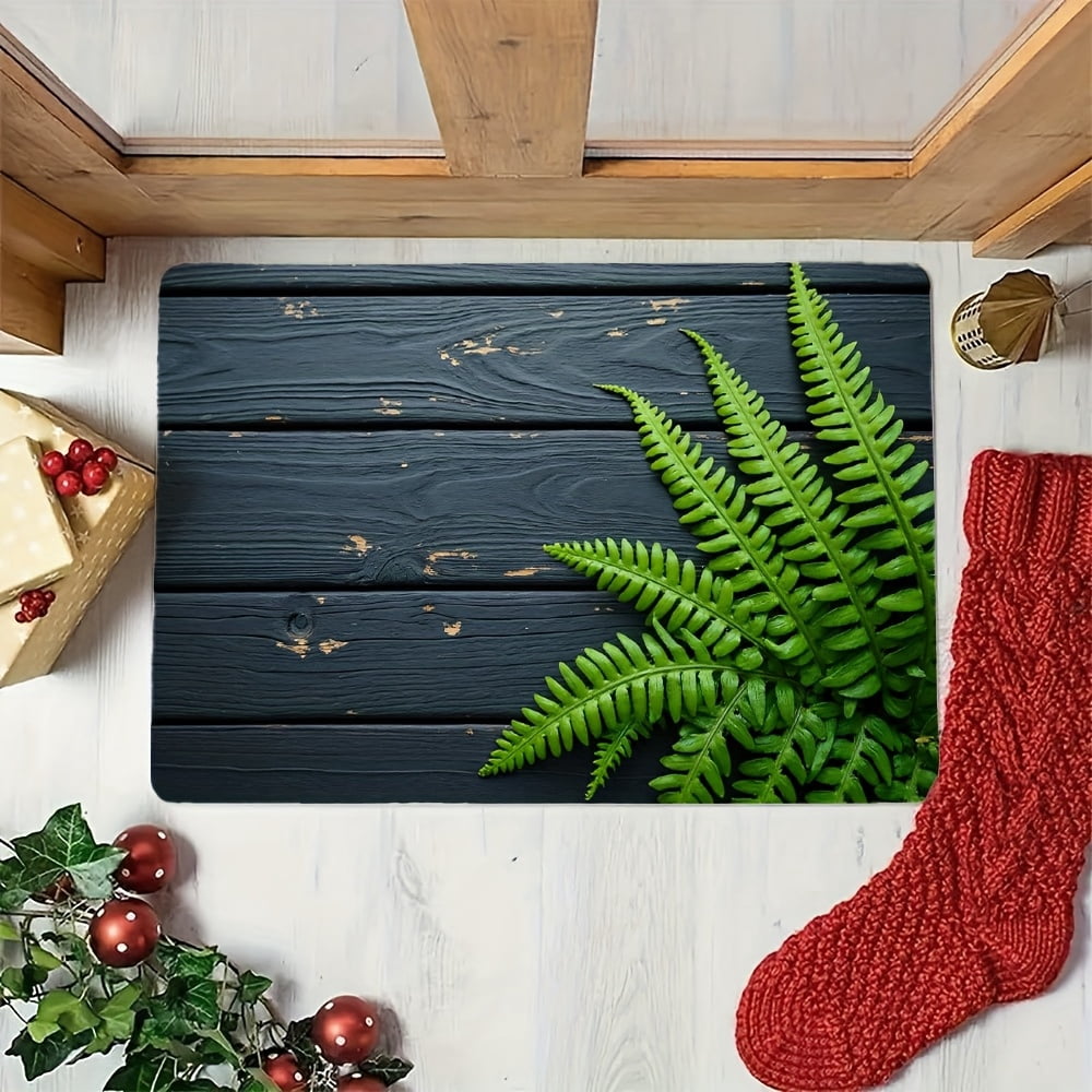 1 piece of black and green fern leaf pattern diatomaceous earth floor ...