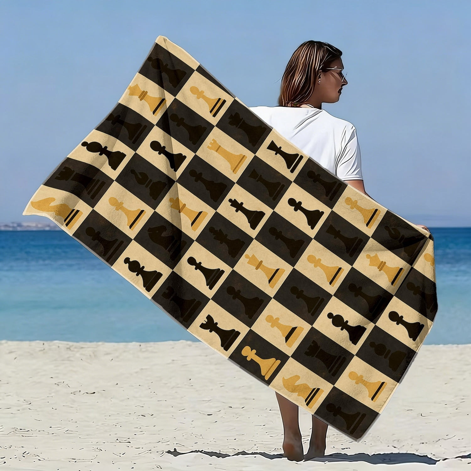 1 piece, chess master towel, chess piece printing-speed super-fast bath ...